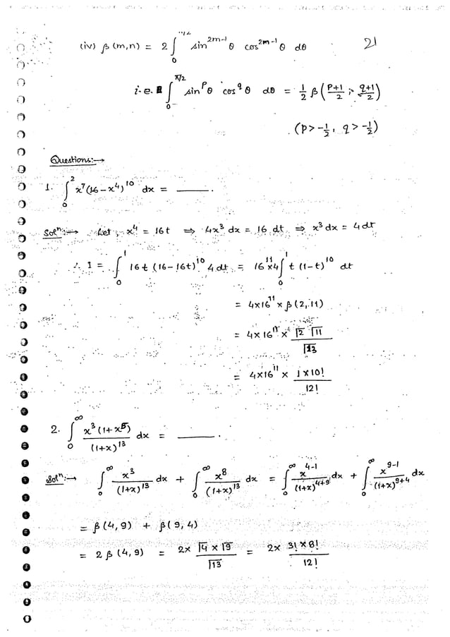 Mathematical Calculus hand written notes | PDF