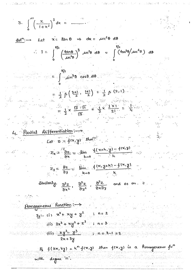 Mathematical Calculus hand written notes | PDF