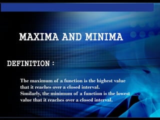 Practicle application of maxima and minima | PDF