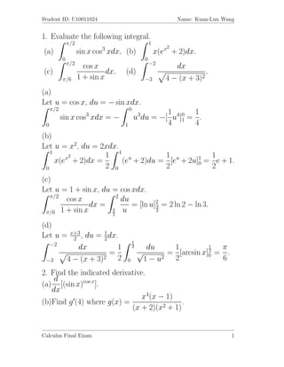 Calculus Final Exam | PDF