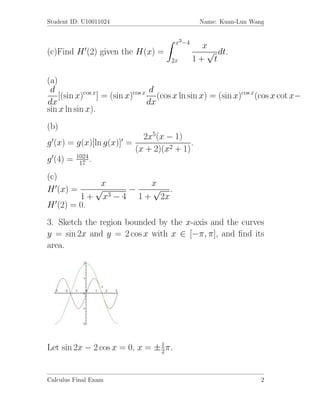 Calculus Final Exam | PDF