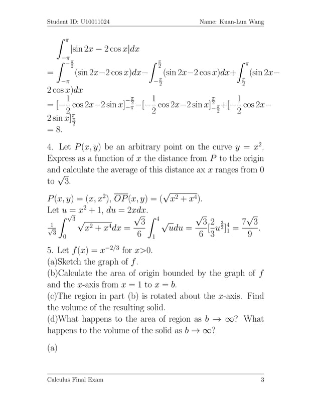 Calculus Final Exam | PDF