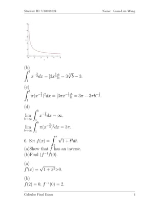 Calculus Final Exam | PDF