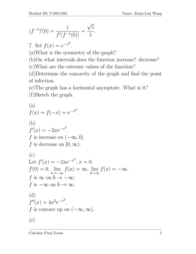 Calculus Final Exam | PDF