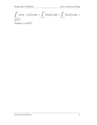 Calculus Final Exam | PDF