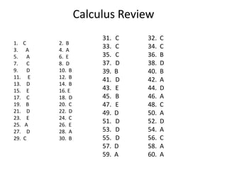 Calculus final exam review | PPTX