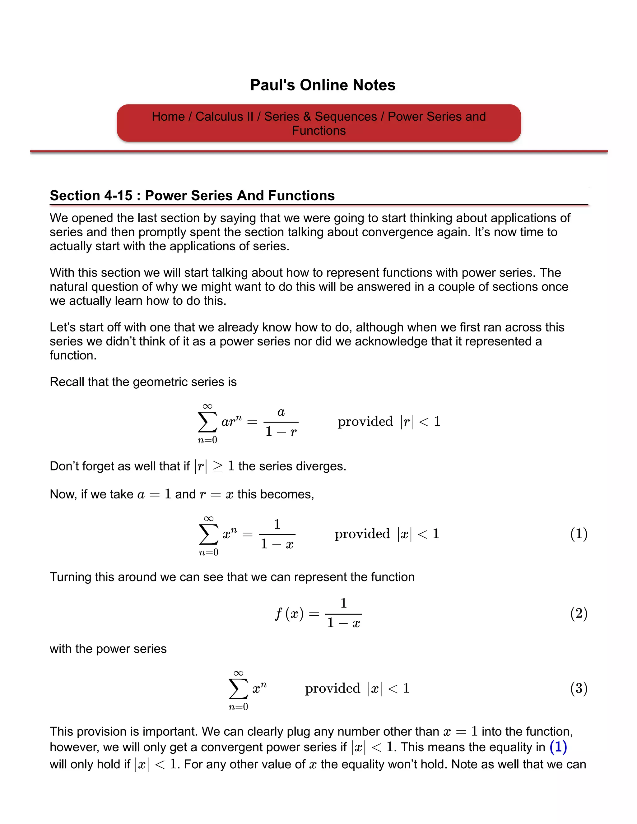 Calculus ii power series and functions | PDF | Physics | Science