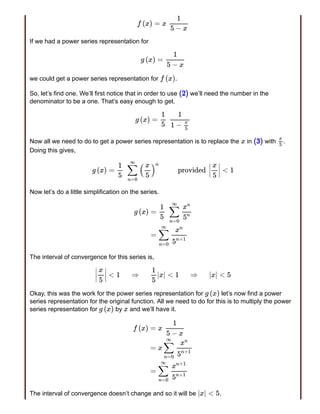 Calculus ii power series and functions | PDF