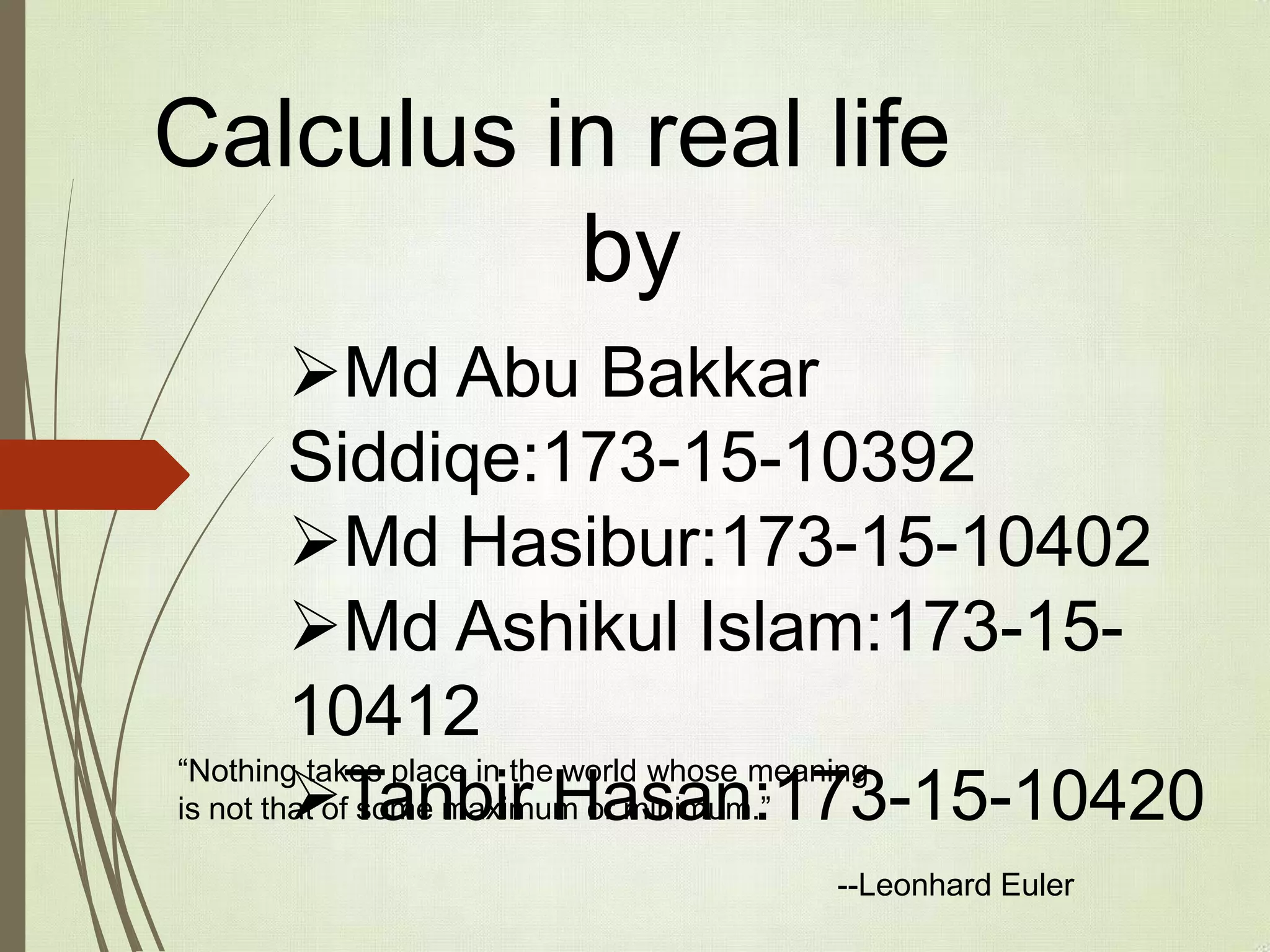 Calculus in real life | PPT