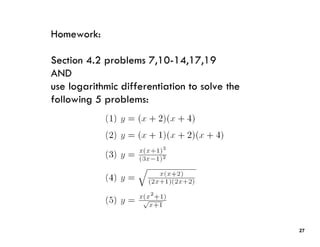 Calculus Logarithmic Differentiation Smartboard | PPT