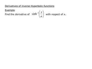 Calculus of hyperbolic functions | PDF