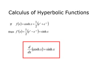 Calculus of hyperbolic functions | PDF