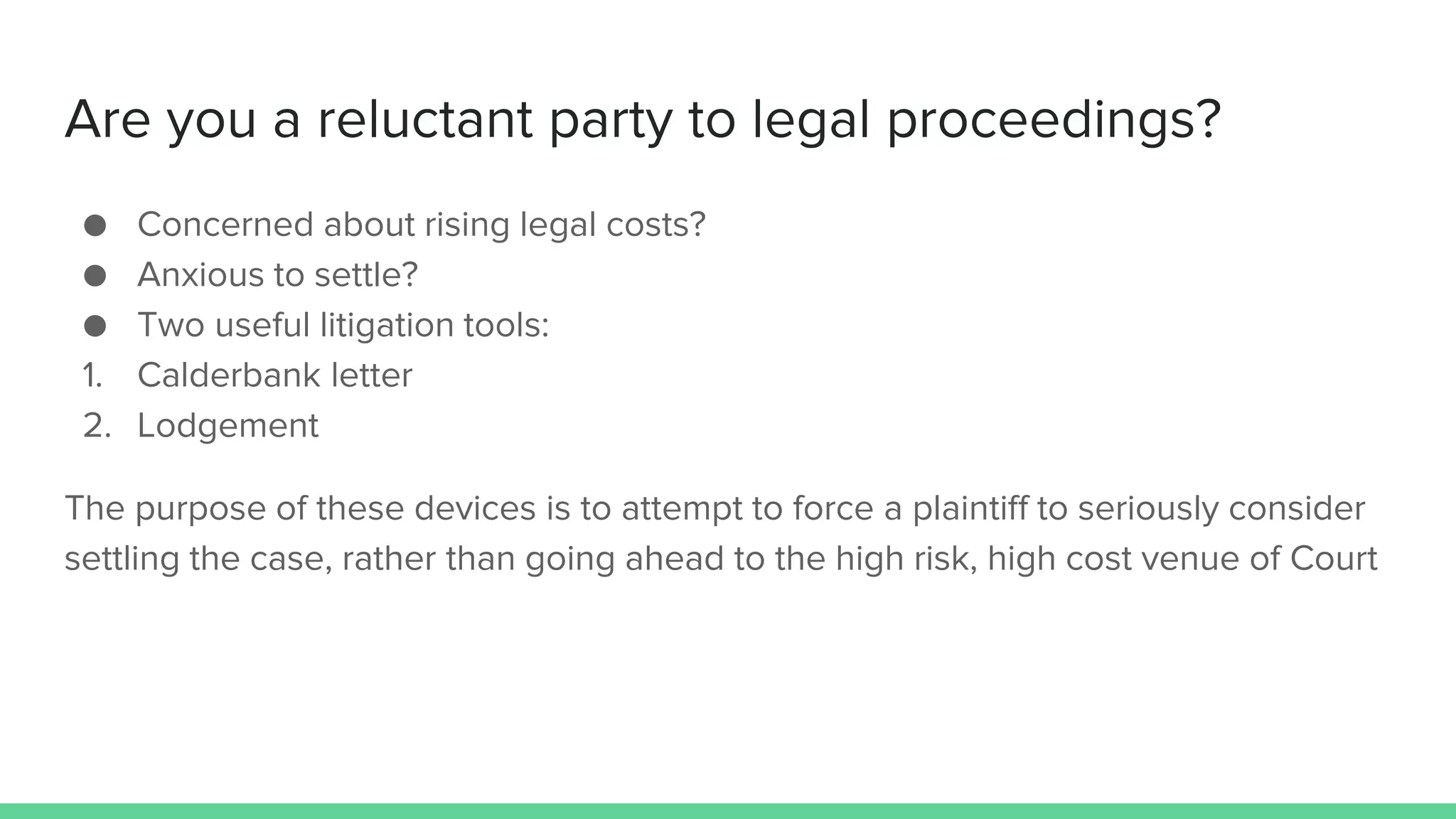 Calderbank Letters and Lodgments in Irish litigation Proceedings | PPT