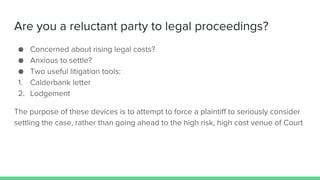 Calderbank Letters and Lodgments in Irish litigation Proceedings | PPT