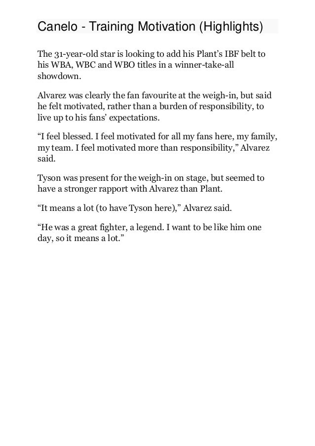 Canelo Alvarez - Training | PDF