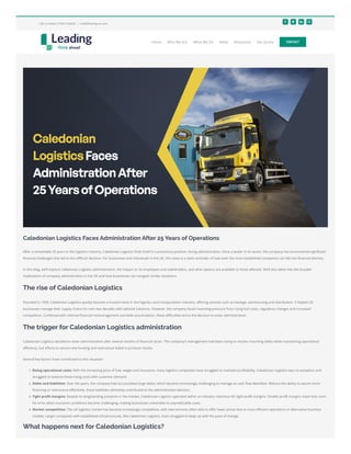 Caledonian Logistics Faces Administration After 25 Years of Operations ...