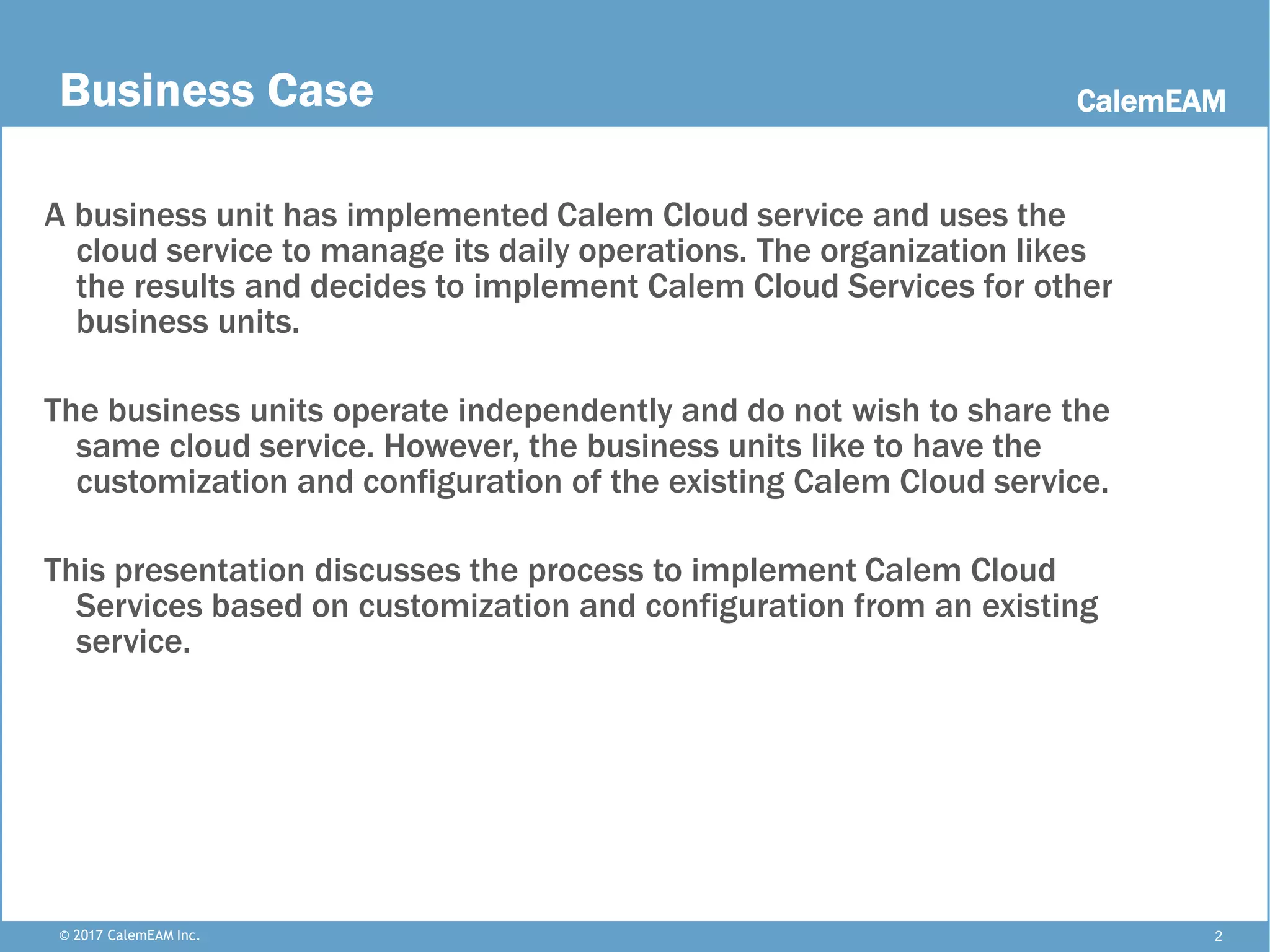 Multiple Calem Cloud Services | PPT