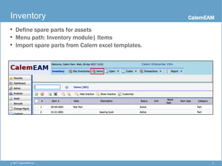 Calem Setup Part 1: Asset and Location | PDF