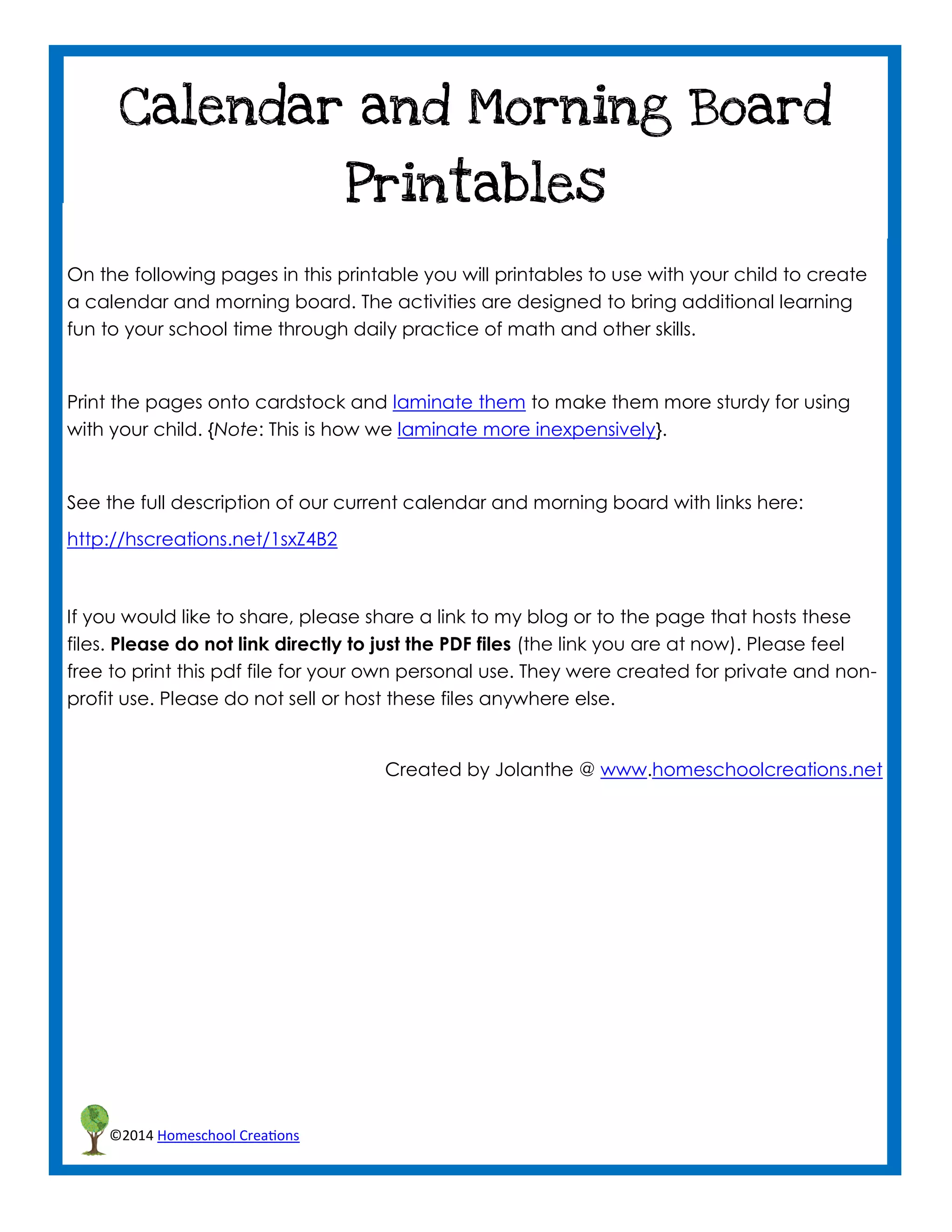 Calendar and-morning-board-printable-set | PDF