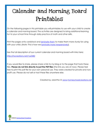 Calendar and-morning-board-printable-set | PDF