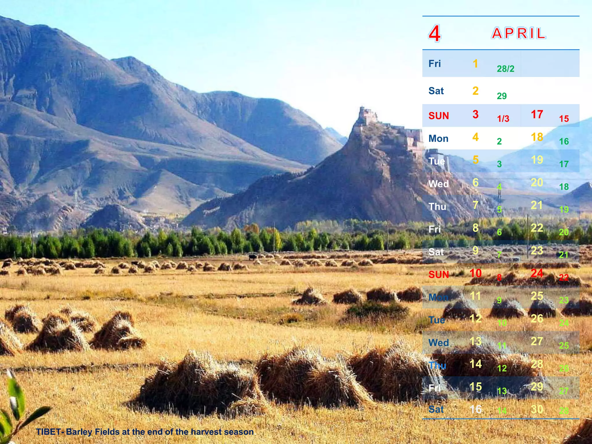 Calendar 2011 - Tân Mão Lunar calendar - tibet landscape | PPT