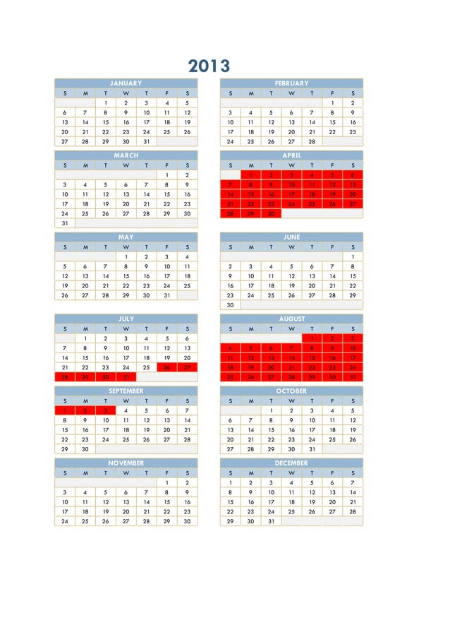 Calendar 2013 | PDF
