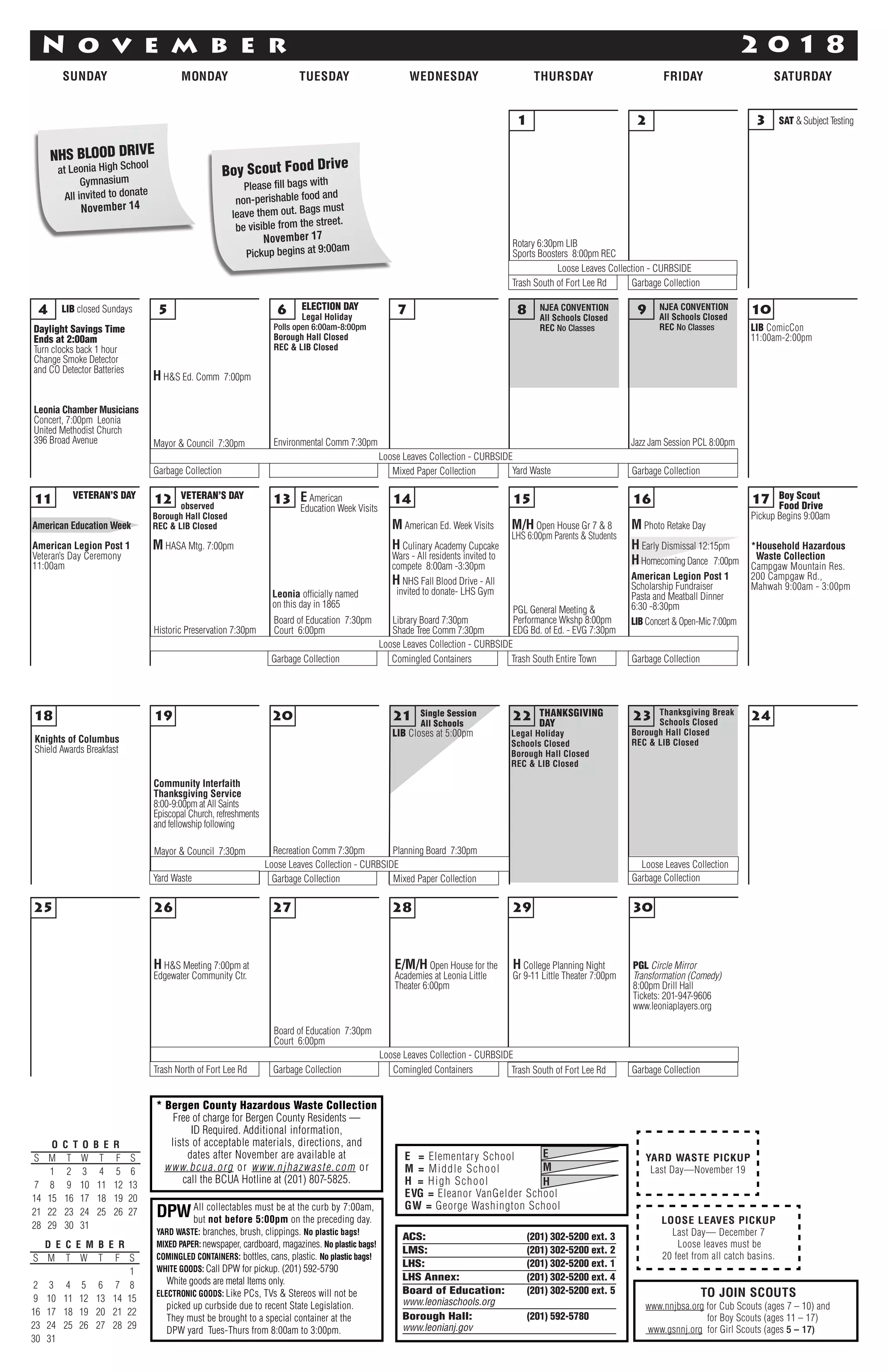 Leonia Community Calendar 2018-2019 | PPT