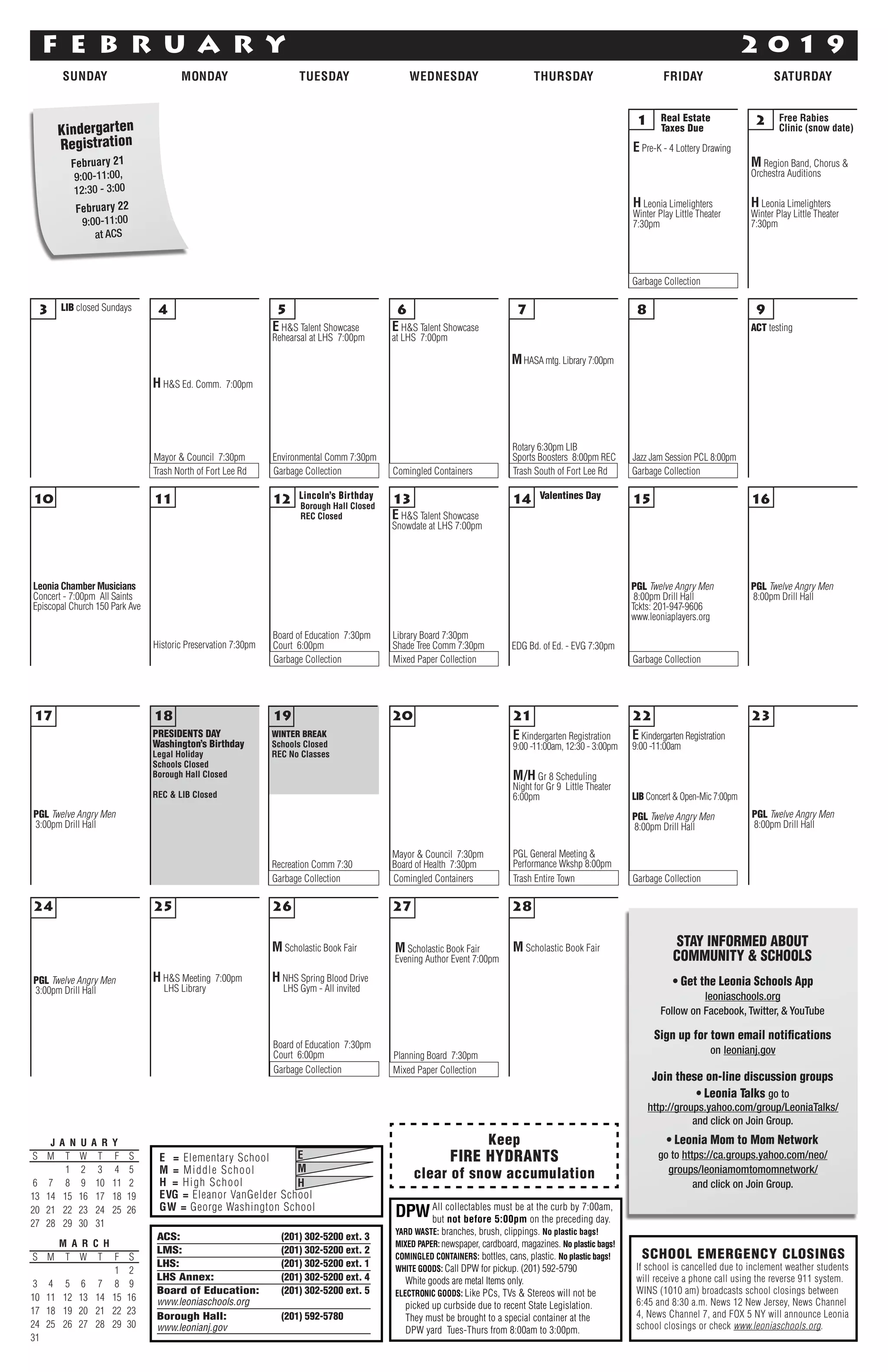 Leonia Community Calendar 2018-2019 | PPT