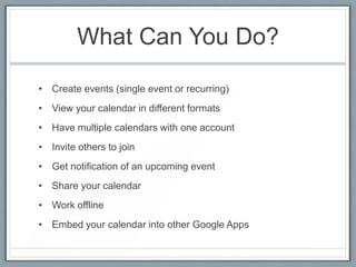 Google Calendar Basics | PPTX