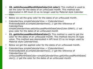 Calendar, Clocks, DatePicker and TimePicker | PPT