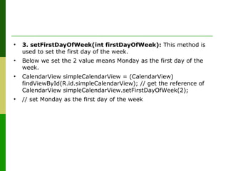 Calendar, Clocks, DatePicker and TimePicker | PPT