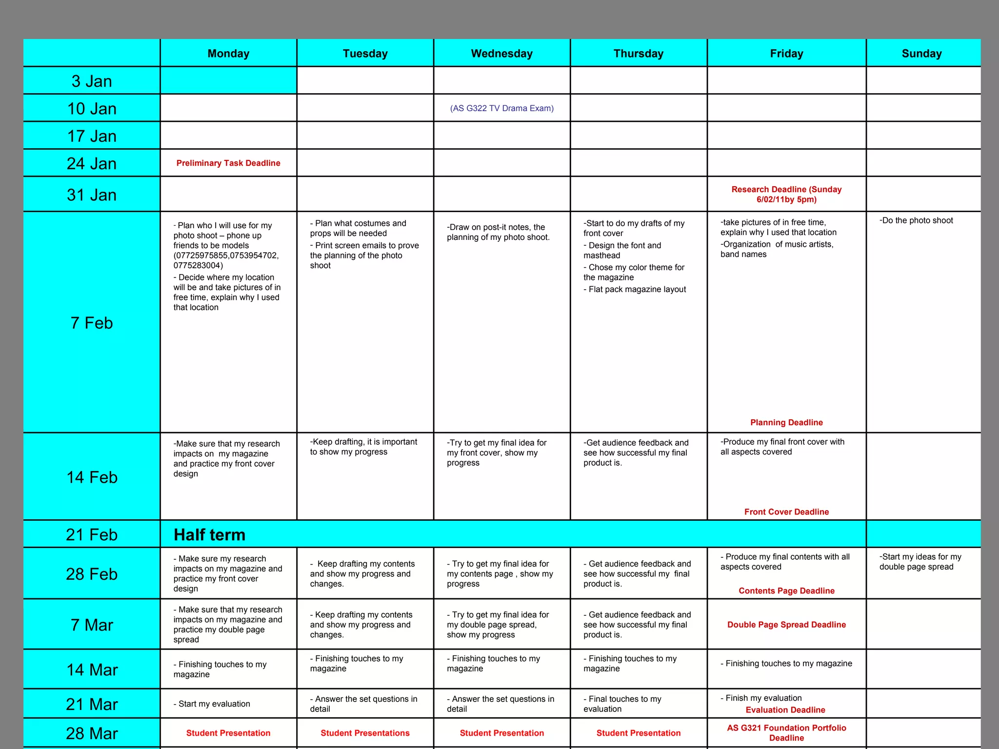 Calendar deadlines | PPT