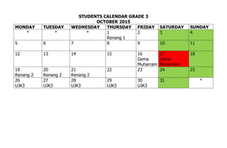 Calendar grade 3 2015 2016 | PDF | Education