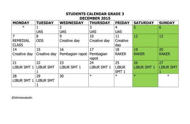Calendar grade 3 2015 2016 | PDF | Education