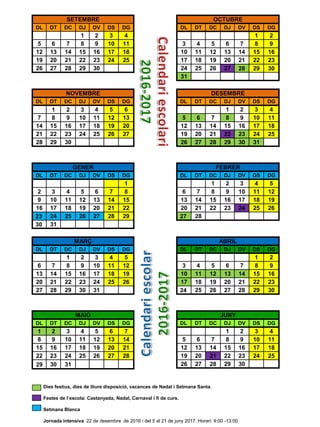 Calendari escolar 2016-2017 | PDF
