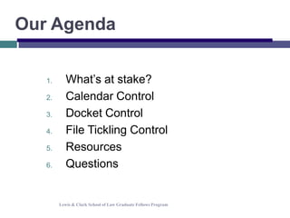 Calendaring, Docketing, And File Tickling Systems Pp 2007 | PPTX