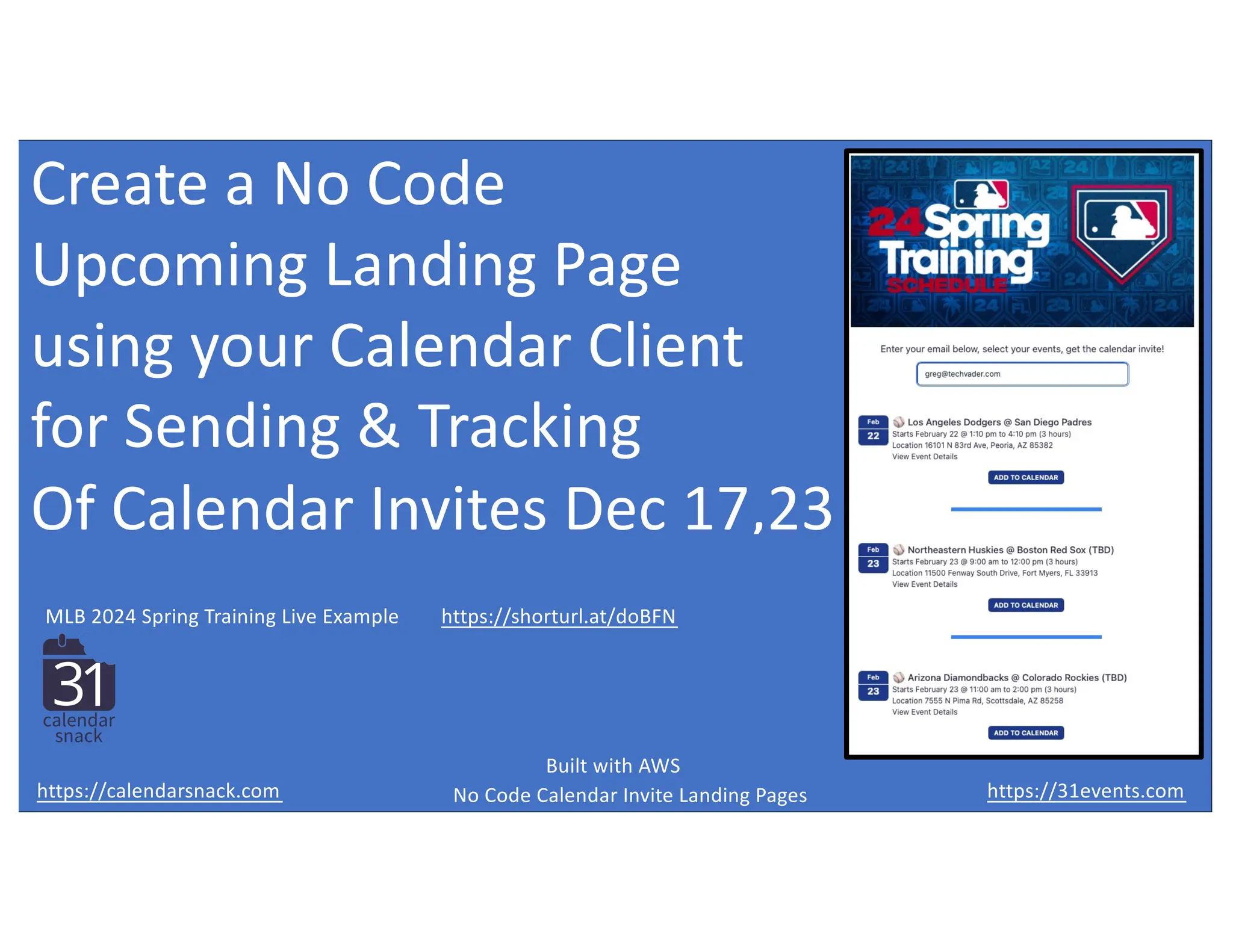 Use your Calendar Client to create Landing Pages to send calendar ...