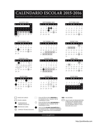 Calendario escolar-2015-2016 version preliminar | PDF