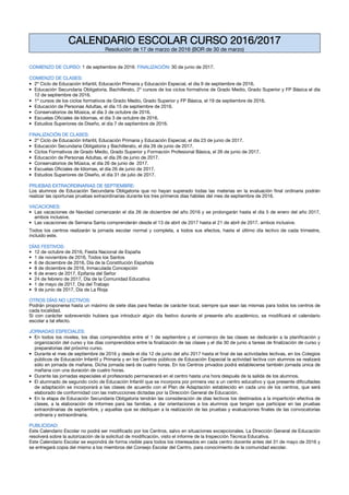 Calendario 2016 2017 | PDF