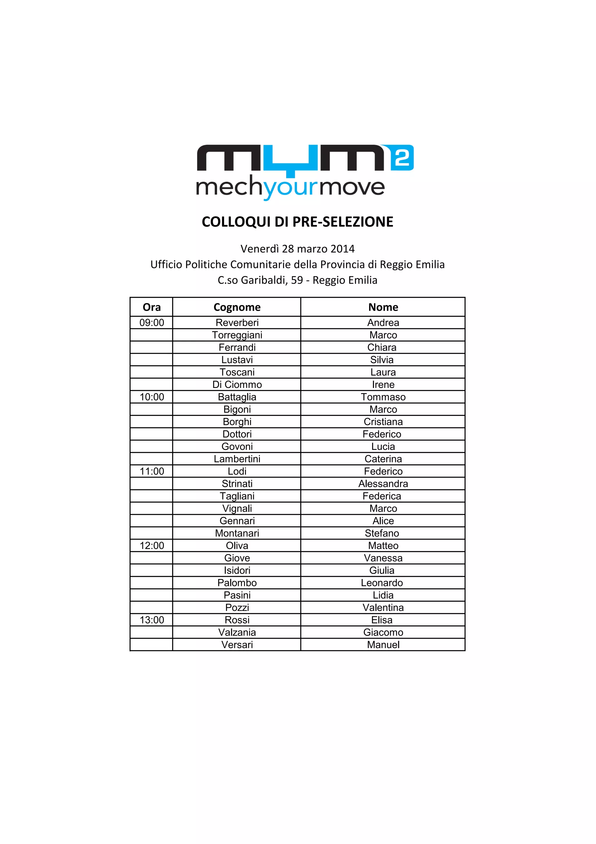 Calendario colloqui mym2 i flusso | PDF