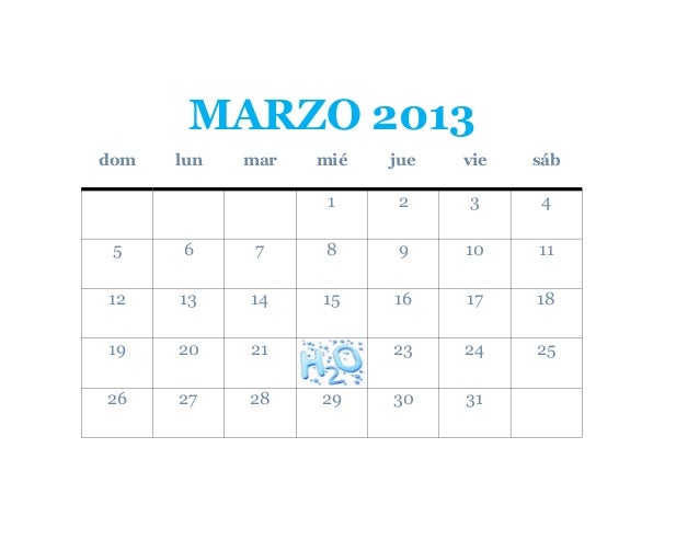 Calendario de marzo