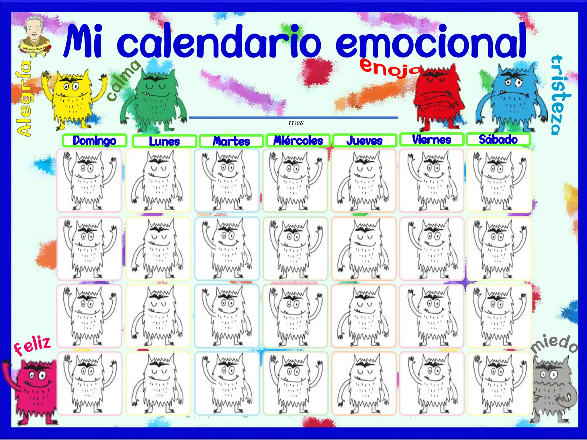 Mi Calendario Emocional, monstruo de las emociones.pdf