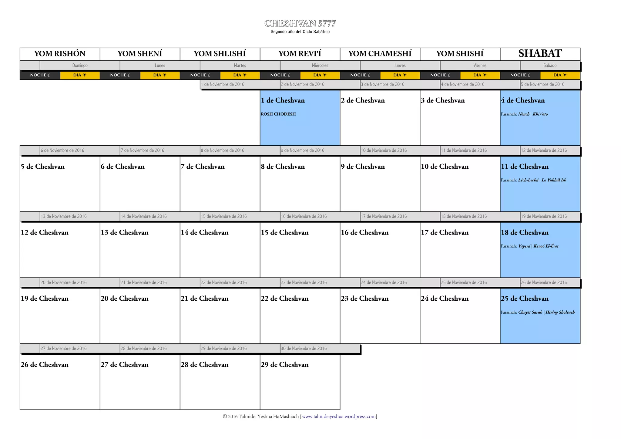 Calendario Hebreo Año 5777 (En Castellano) - Talmidei Yeshua HaMashiach ...