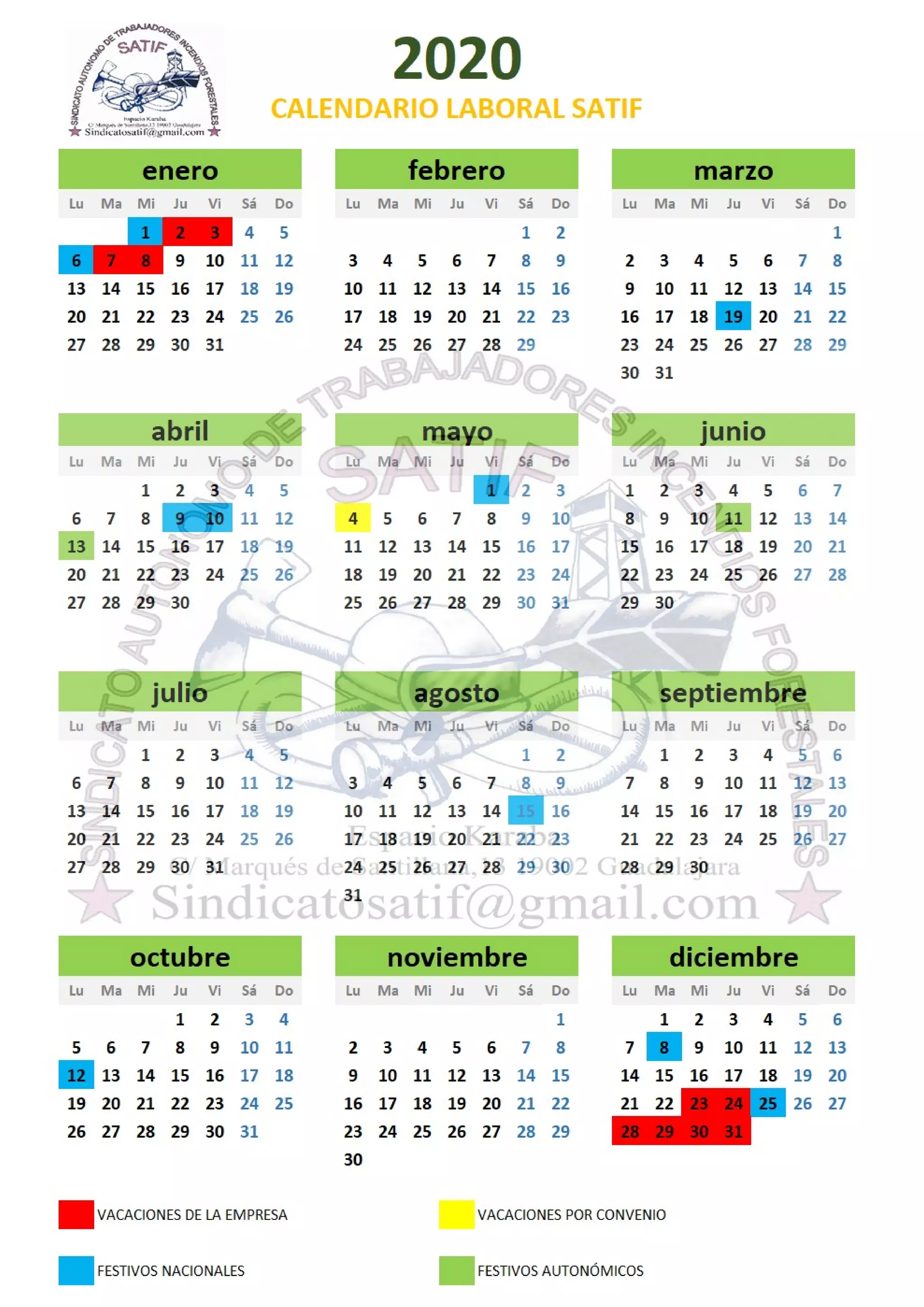 Calendario laboral satif | PDF