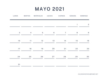 Calendario mayo 2021_minimalista_imprimible_pdf | PPT