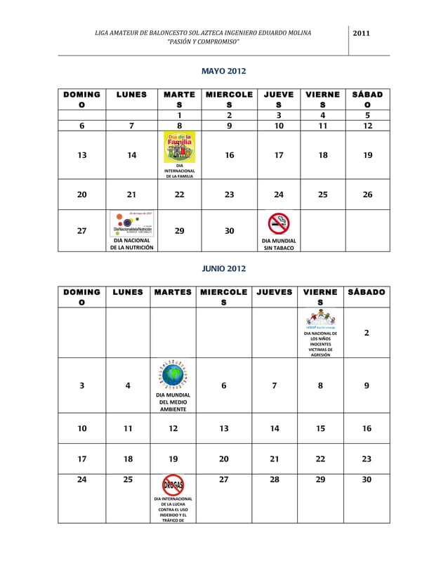 Calendario mundial word | DOC