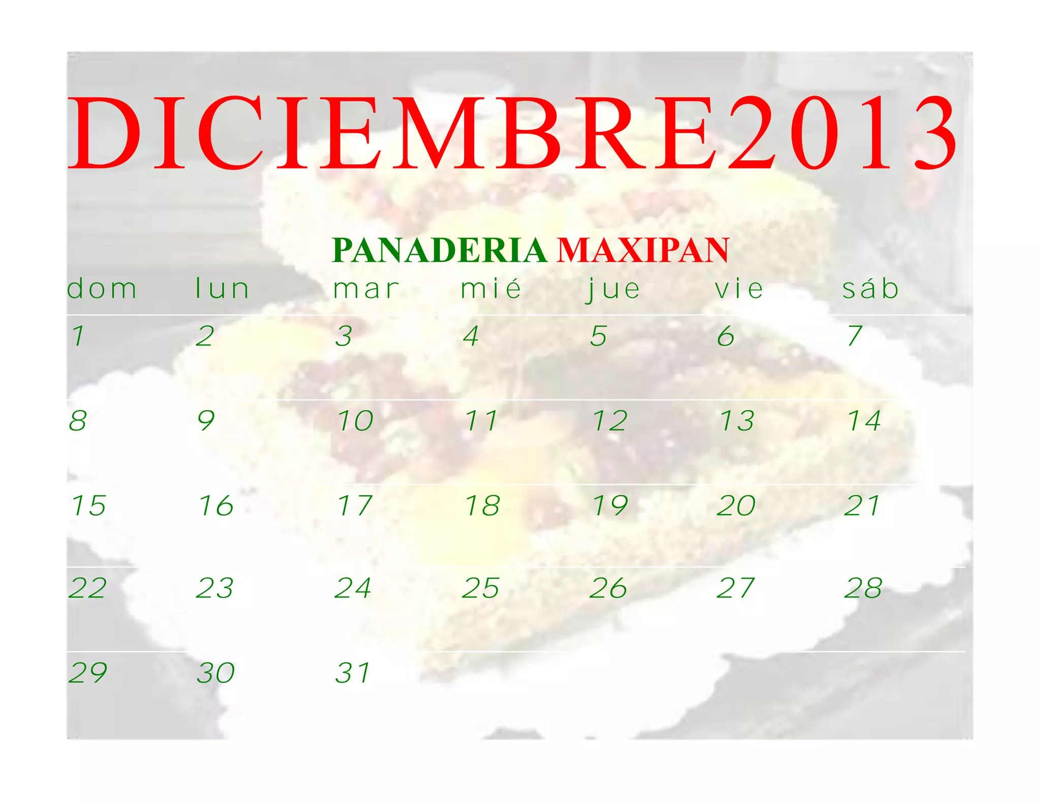 Calendario panaderia | PDF