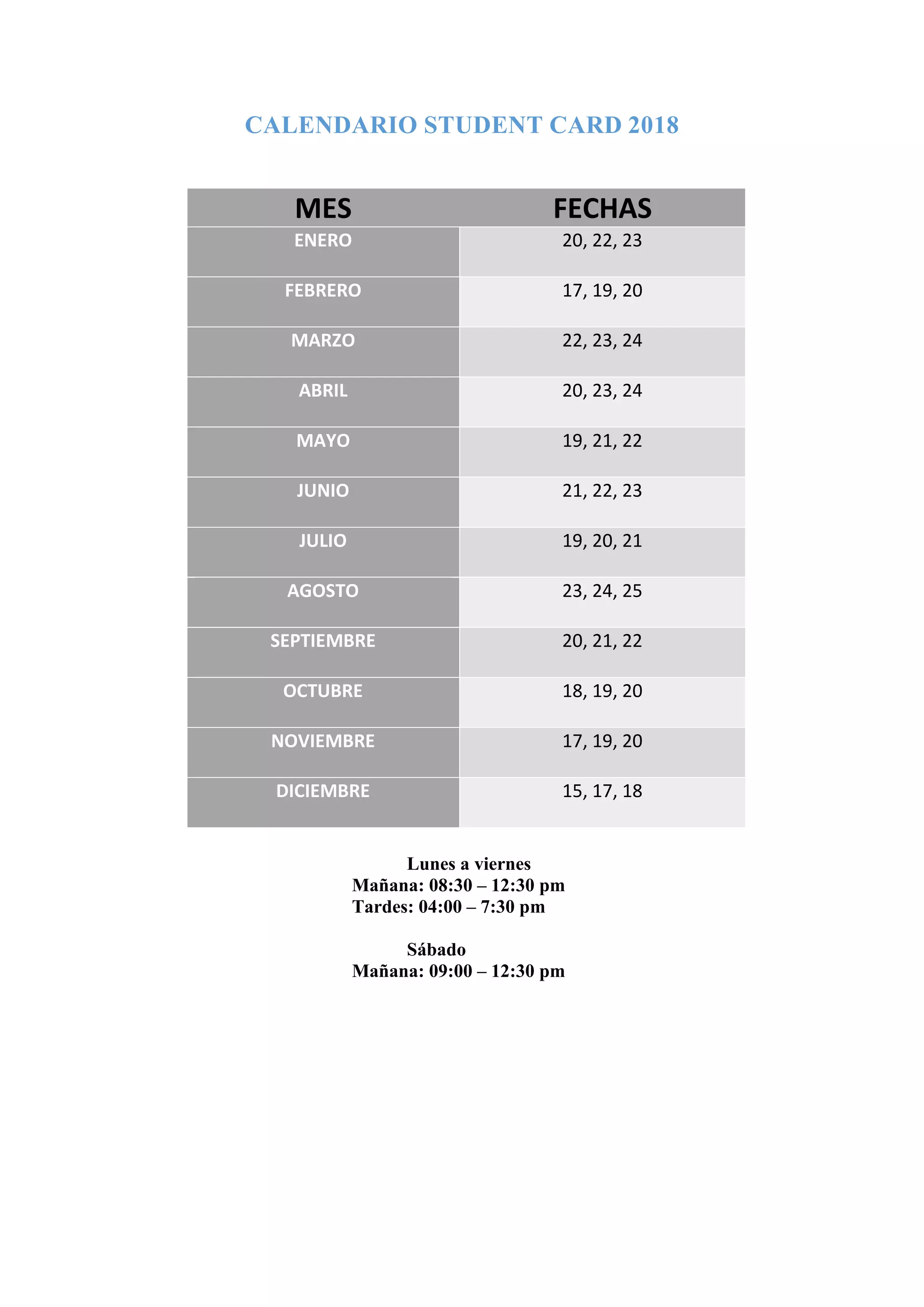 Calendario student card 2018 | PDF | National & Civic Holidays | Holidays