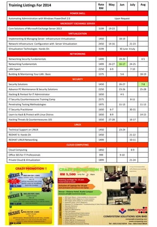 Training Calendar (May- Aug 2014) | PDF | IT and Internet Support ...