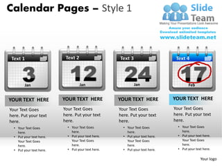 Calendar pages style 1 powerpoint presentation slides ppt templates ...